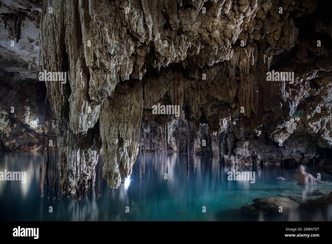 huge stalactites in Cenote Xkeken near Valladolid, Yucatan, Mexico ...