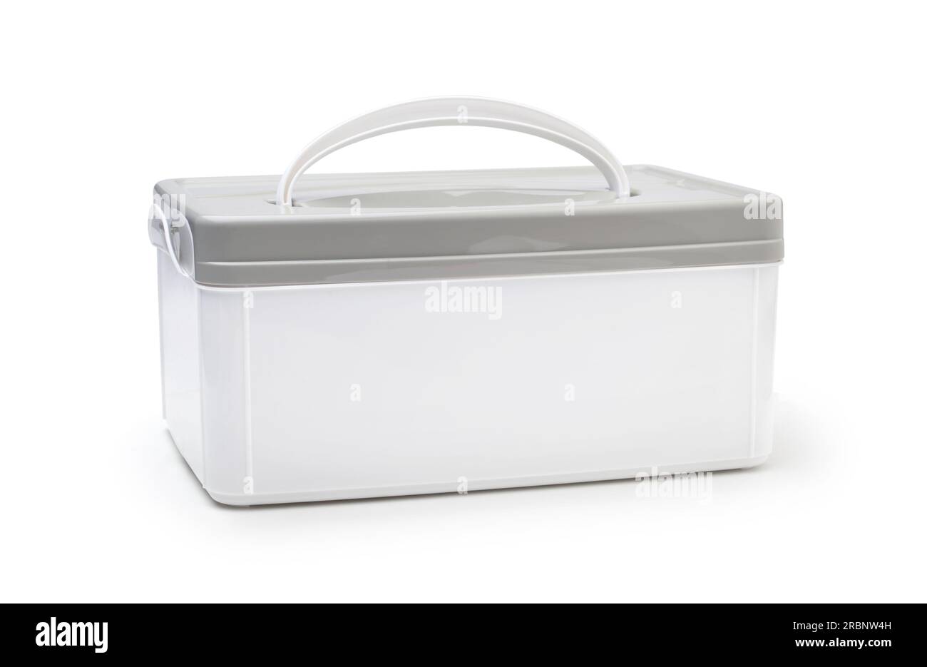 Closed new large plastic box with handle isolated on white Stock Photo ...
