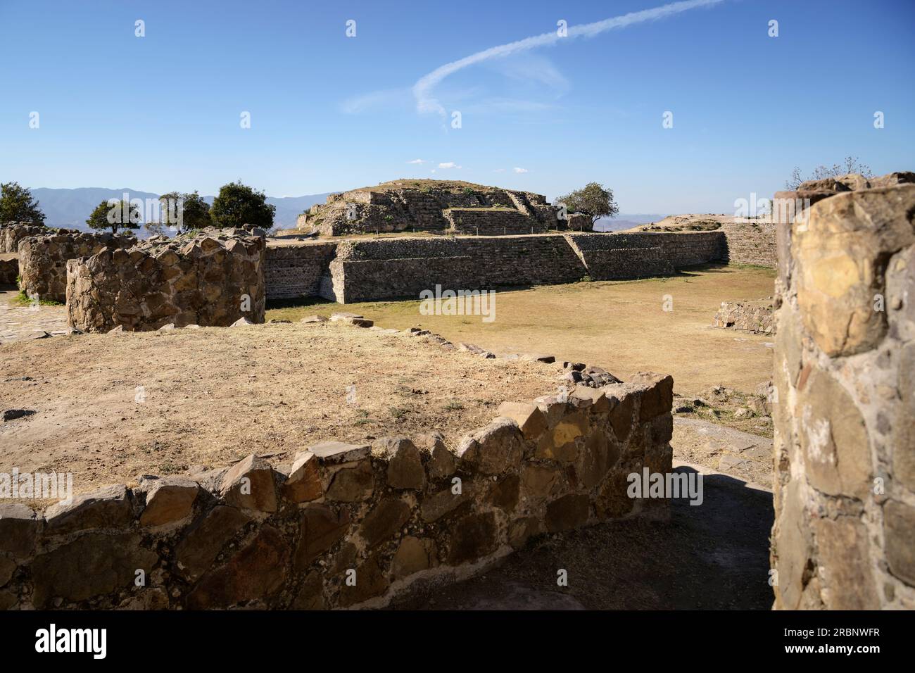 Ruins of buildings on Monte Albán (former capital of the Zapotec ...