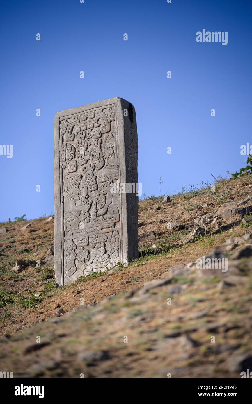 Relief on a stone, Monte Albán (former capital of the Zapotec), Oaxaca ...