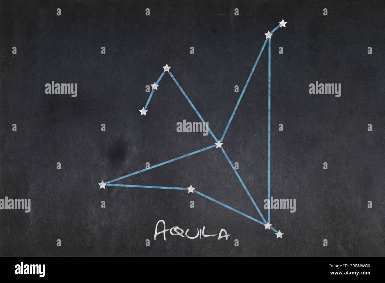 Blackboard with the Aquila constellation drawn in the middle Stock ...