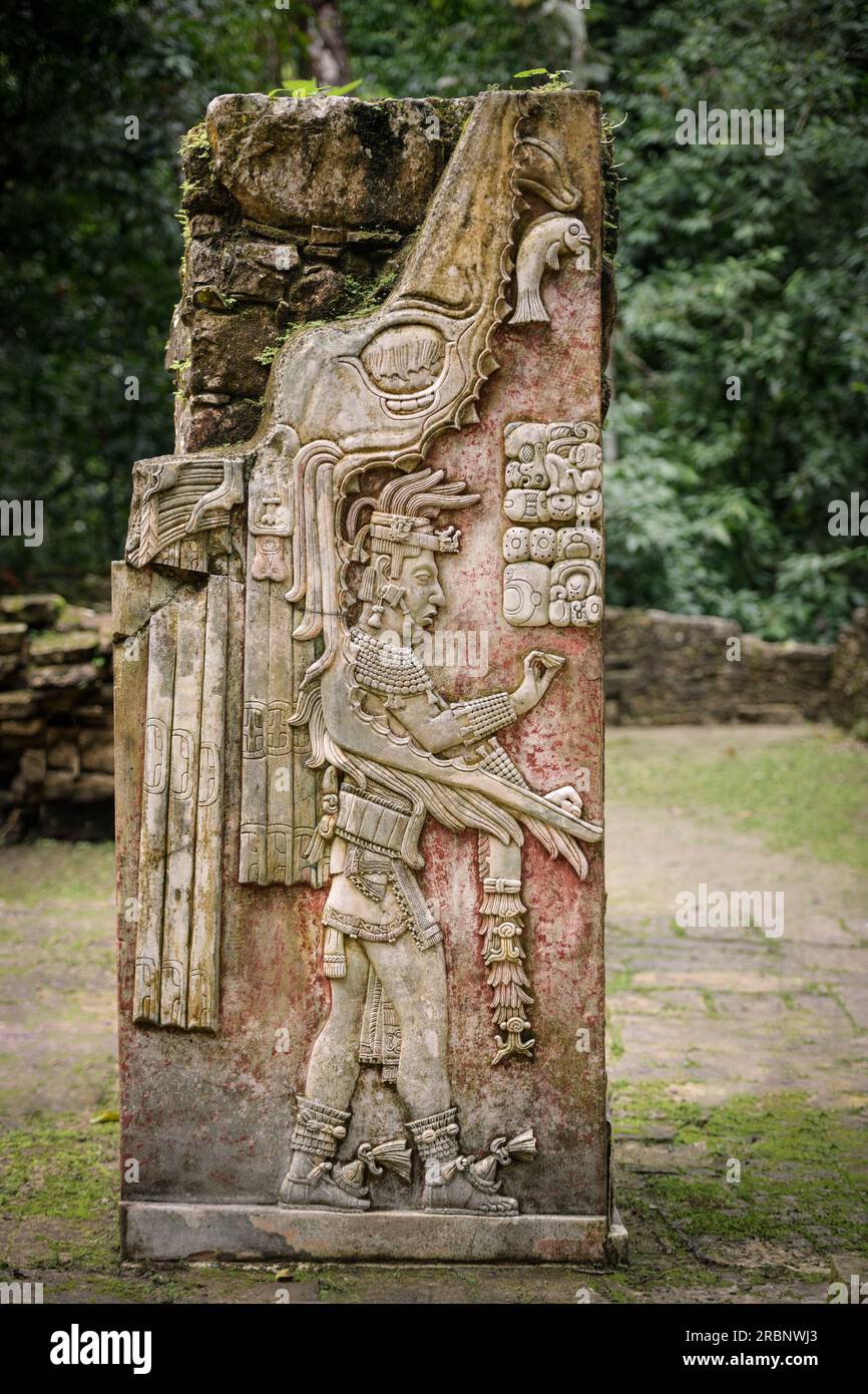 Detailed stone carving, Archaeological Zone of Palenque, Maya ...