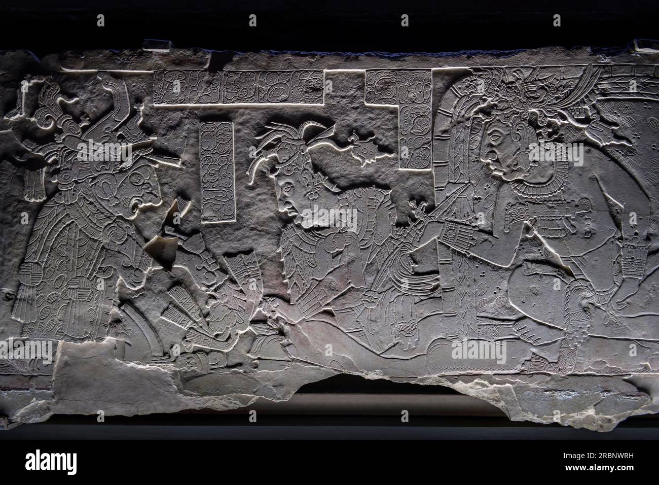 Detailed stone relief in the Museum "Museo de Sitio de Palenque ...