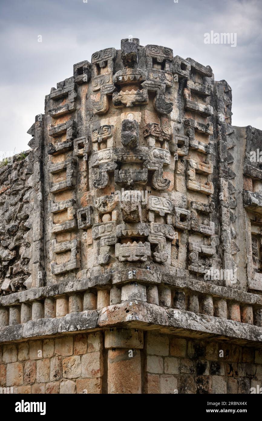 Detail of the facade of a temple in Labná, ruined city of the Maya on ...