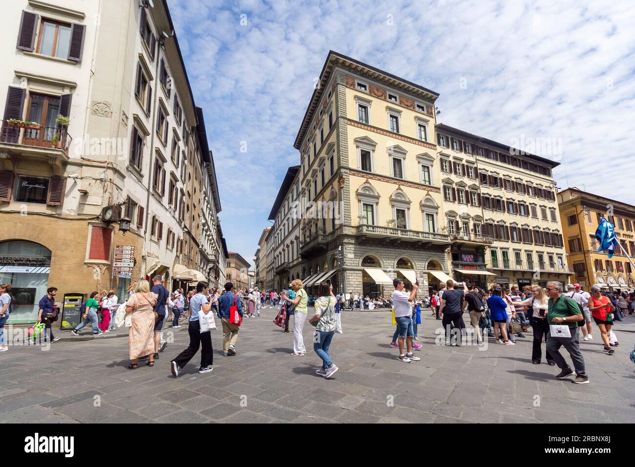 Street and tourists in spring in Florence, Italy on May 9, 2023 Stock ...