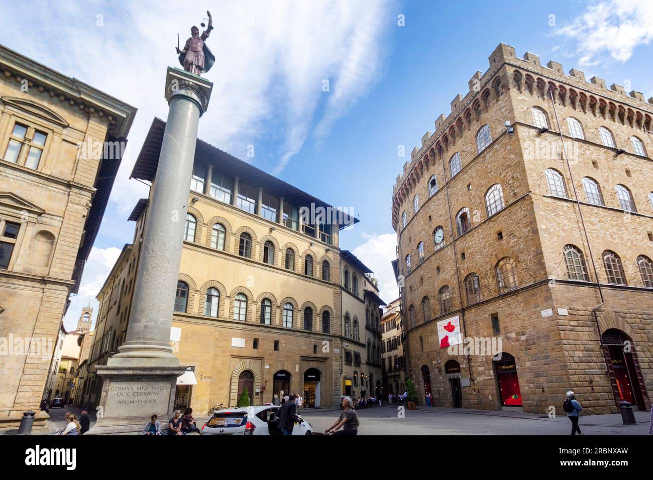 Florence, Italy - April 9, 2023 The Column of Justice is an ancient ...