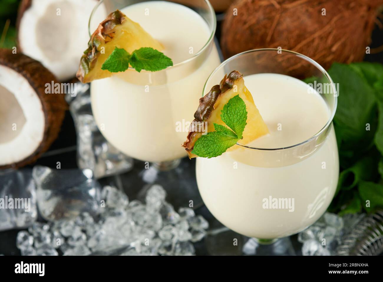 Pina Colada. Traditional caribbean cocktail from rum, pineapple juice ...