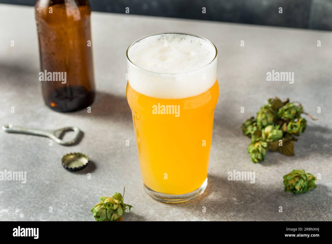 Cold Refreshing Hazy IPA Beer in a Pint Glass Stock Photo - Alamy