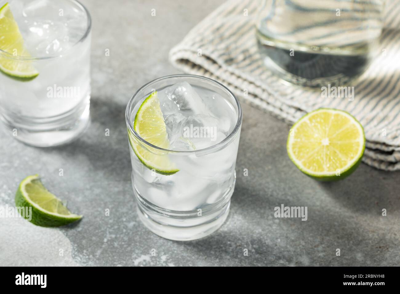 Cold Refreshing Water with Lime in a Glass Stock Photo - Alamy