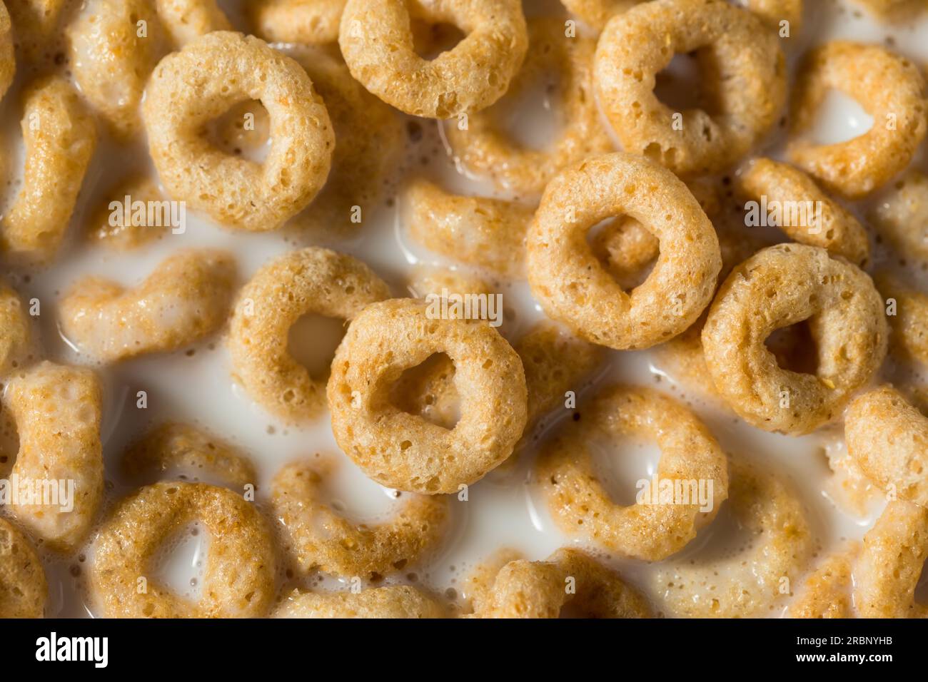 Healthy Oat Breakfast Cereal Rings with Whole Milk Stock Photo - Alamy