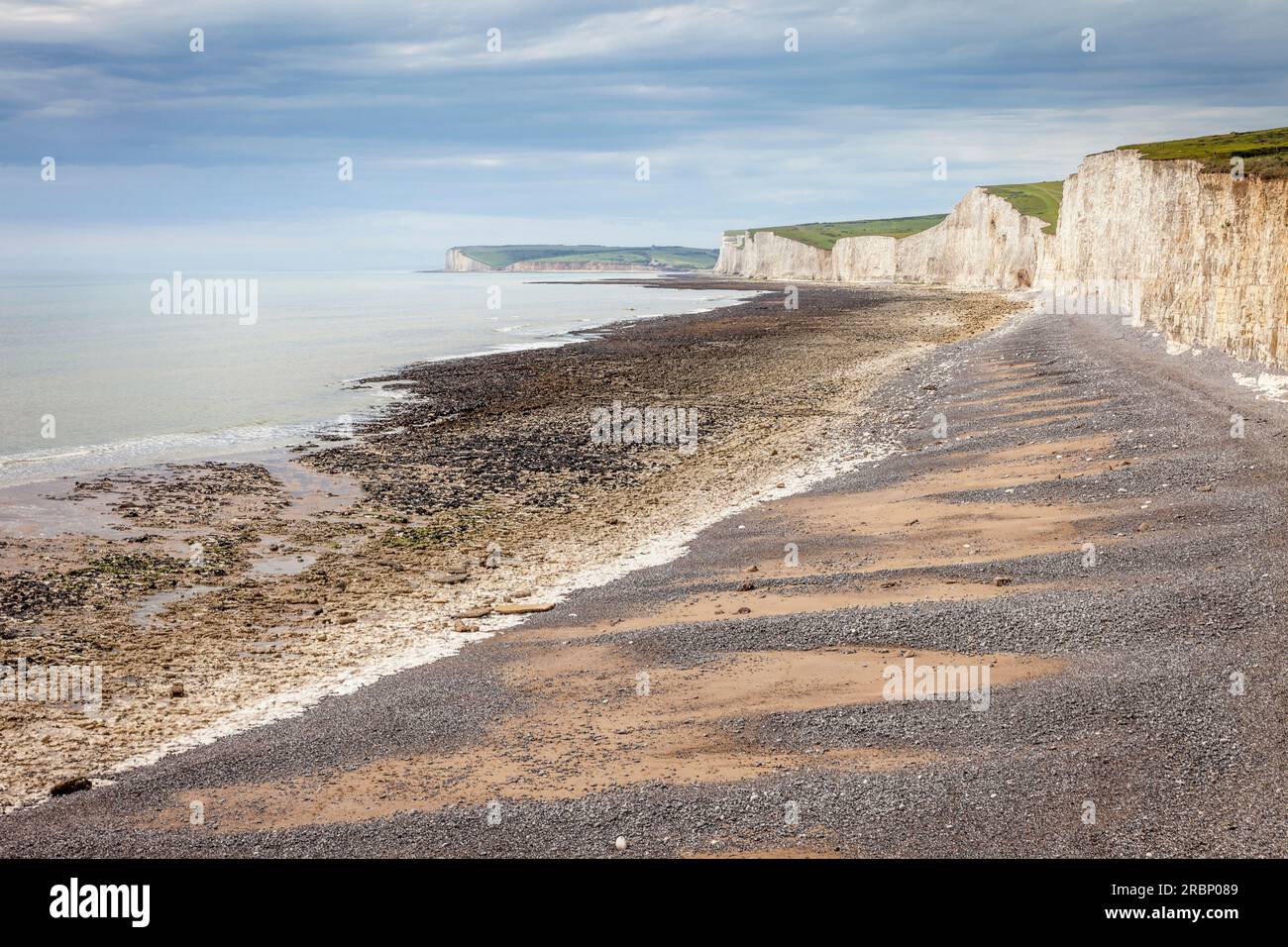 Chalk cliffs of the Seven Sisters at Birling Gap, East Sussex, England ...