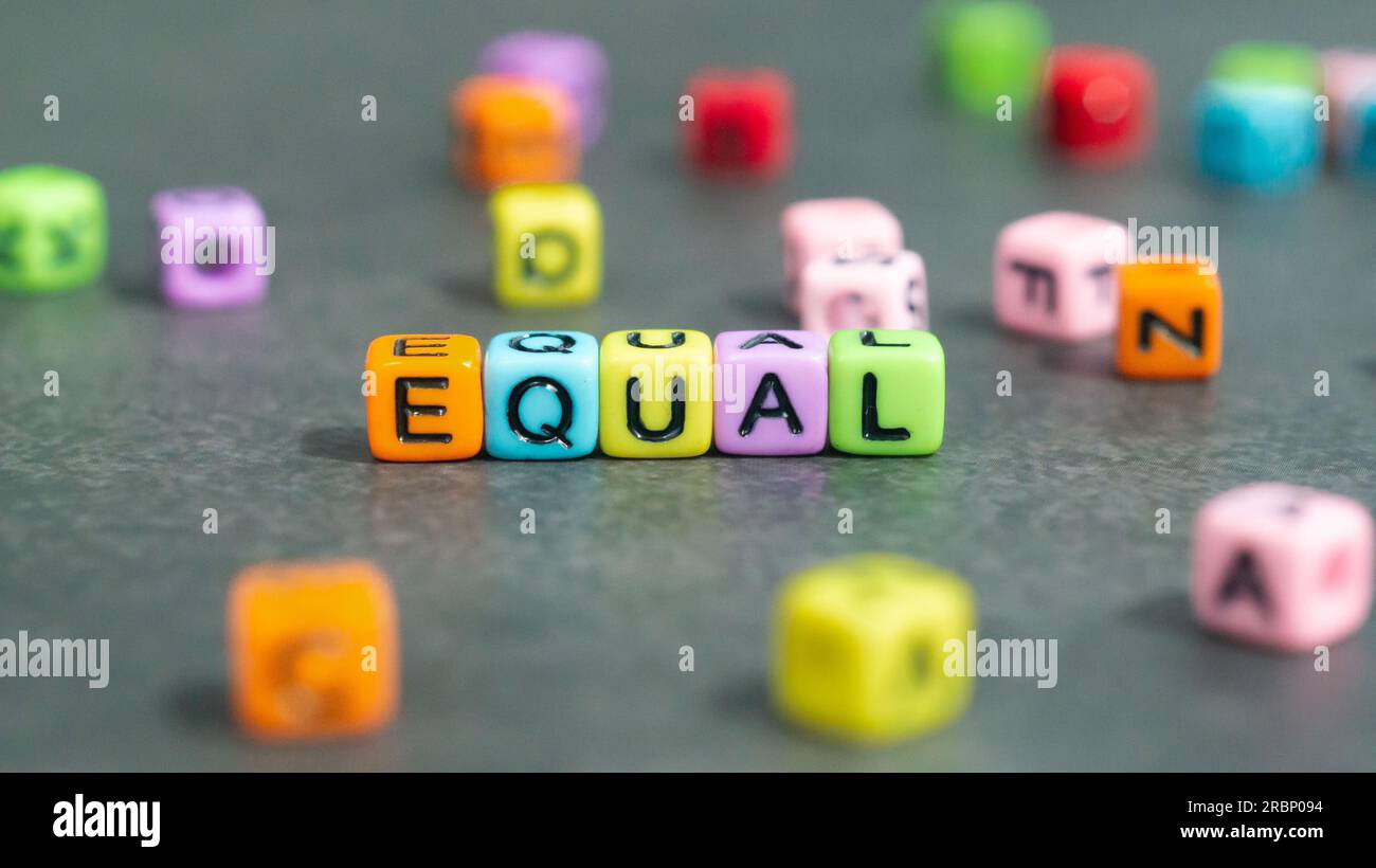 Equal word in colorful letter block beads. Equality, equal rights, LGBT ...