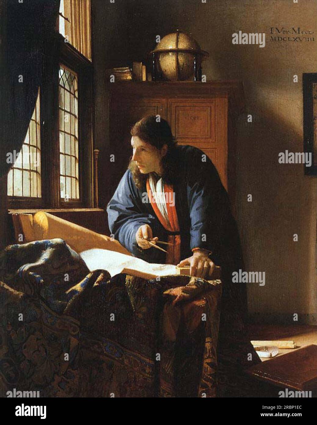 The Geographer 1669 by Johannes Vermeer Stock Photo - Alamy