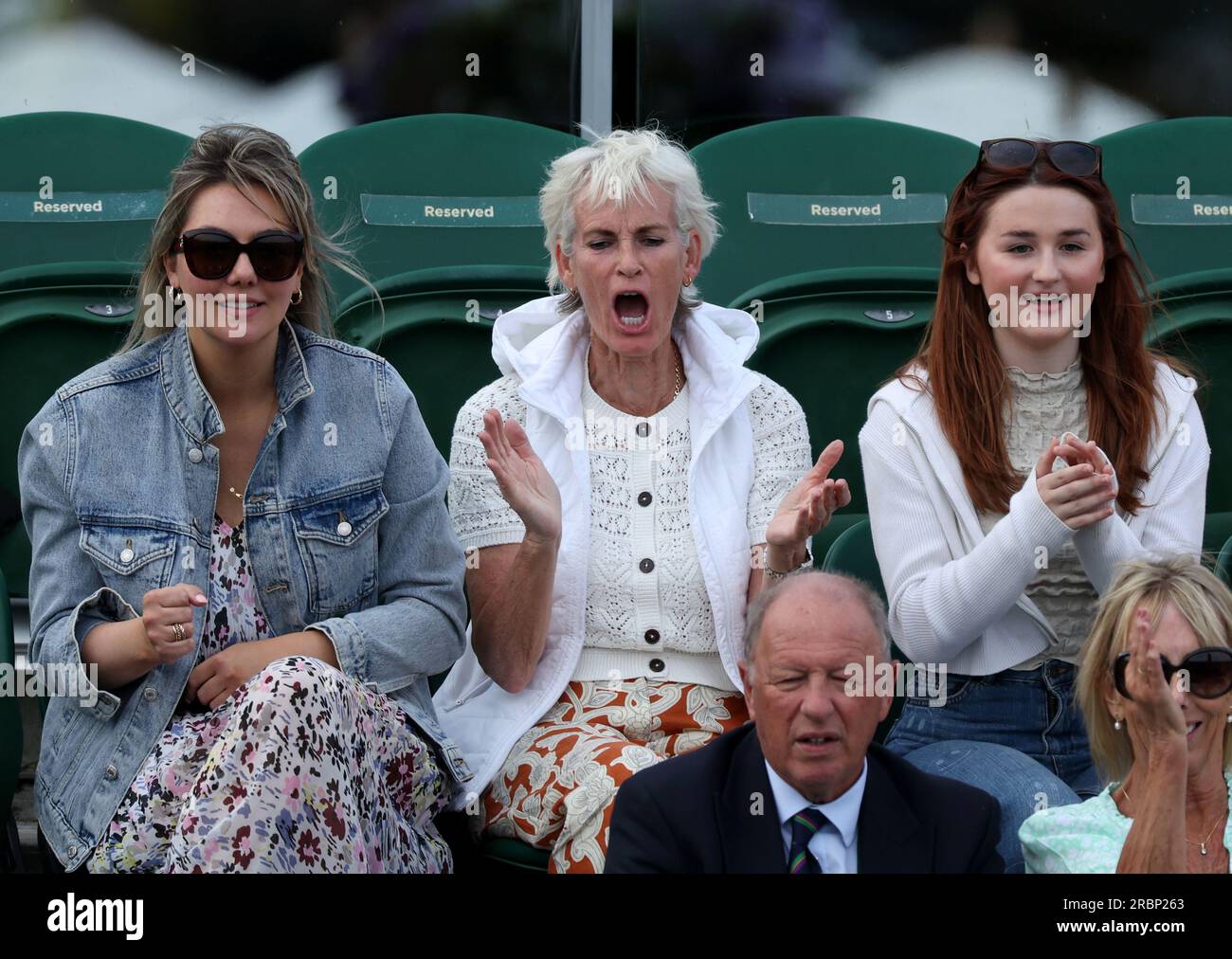 Judy Murray (centre) watching her son Jamie Murray in action with ...