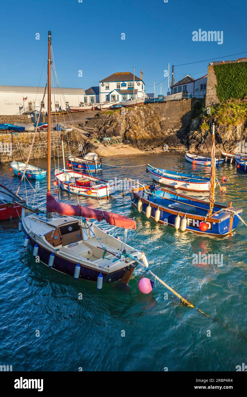 The little harbor at Coverack, Lizard Peninsula, Cornwall, England ...