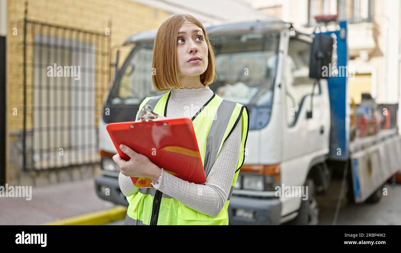 Woman builder writing on hi-res stock photography and images - Alamy