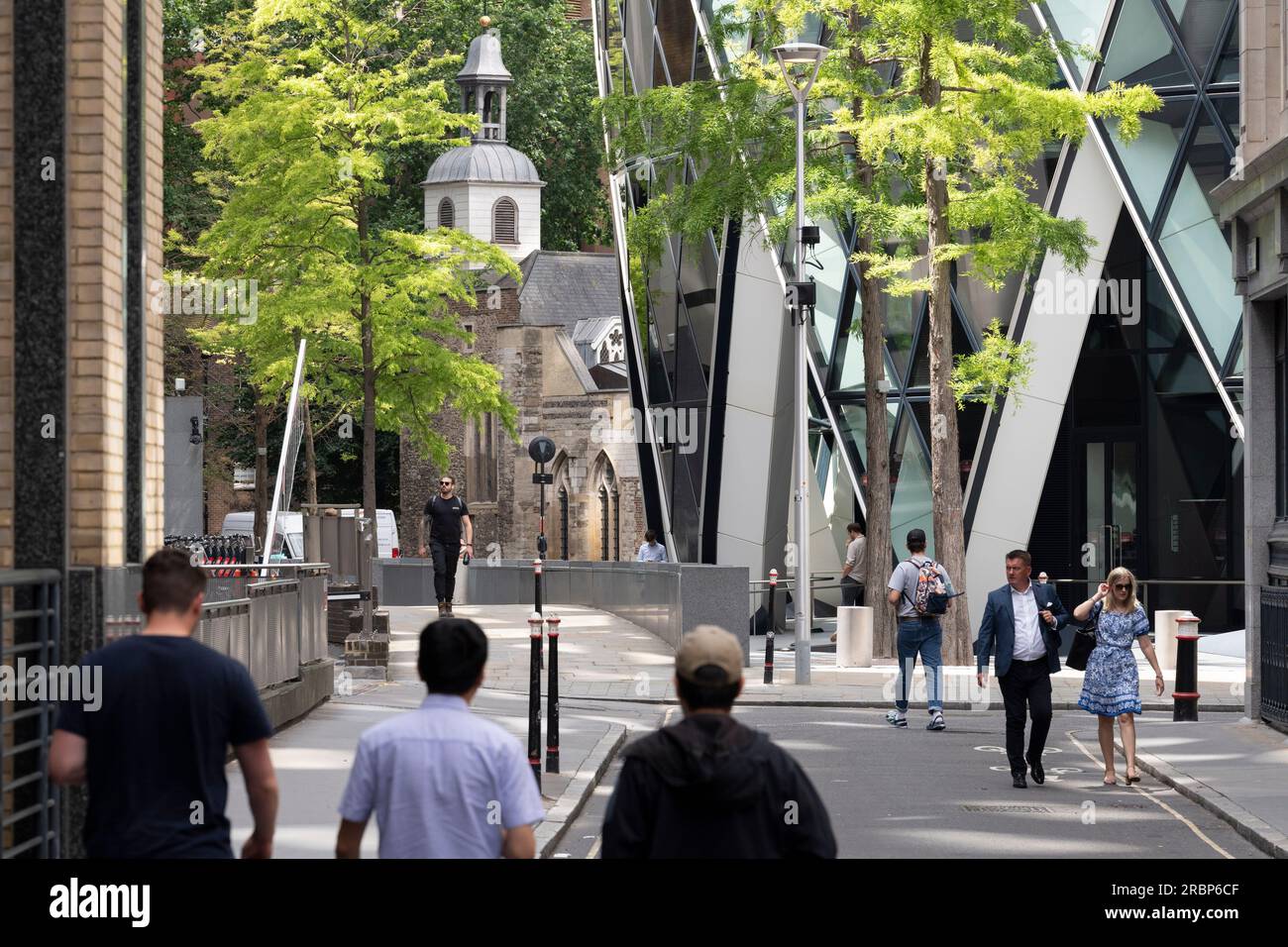 The church of St Helen's Bishopsgate is seen behind the modernity of ...