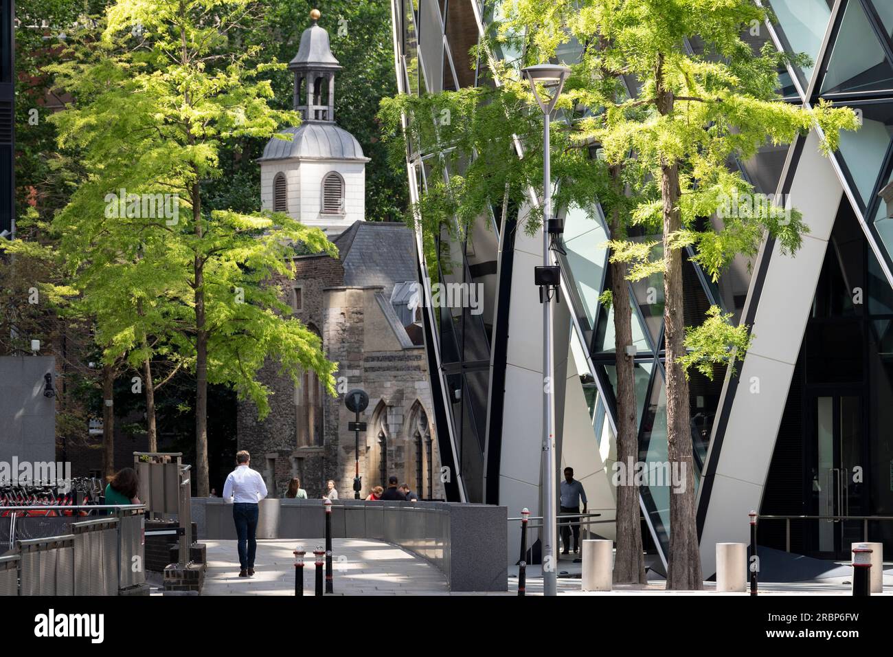 The church of St Helen's Bishopsgate is seen behind the modernity of ...