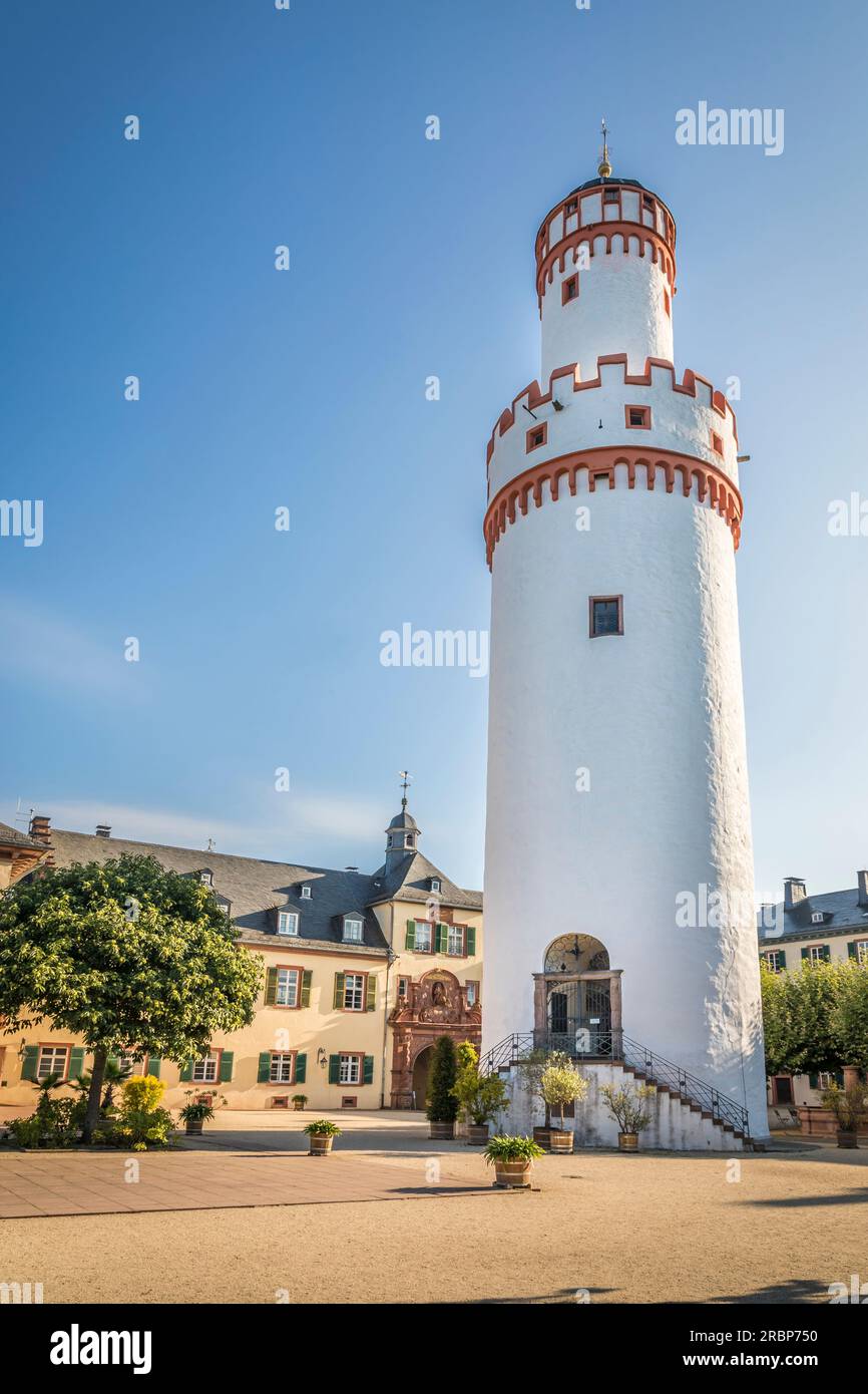 White tower in the inner courtyard of Bad Homburg Castle, Taunus, Hesse ...