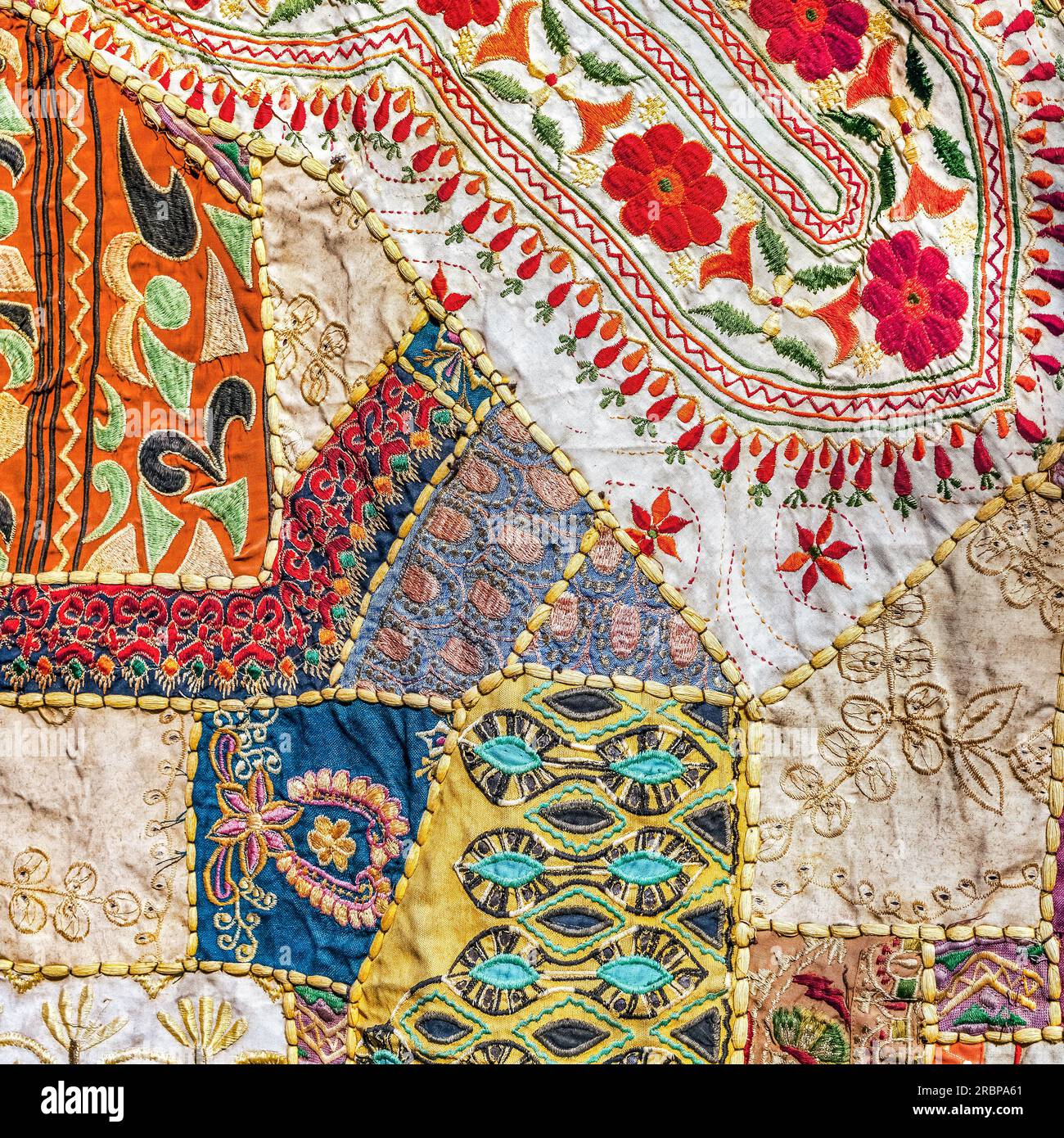 Indian patchwork carpet. Rajasthan, India, Asia Stock Photo - Alamy