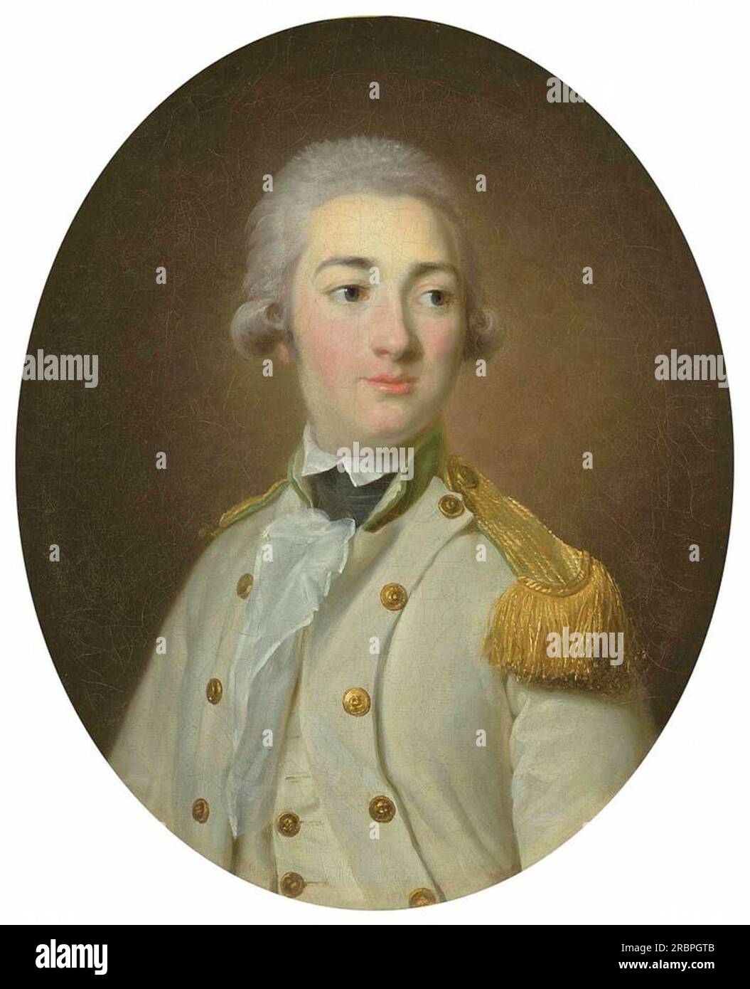 Portrait of a junior officer of the French Royal infantry, bust-length ...