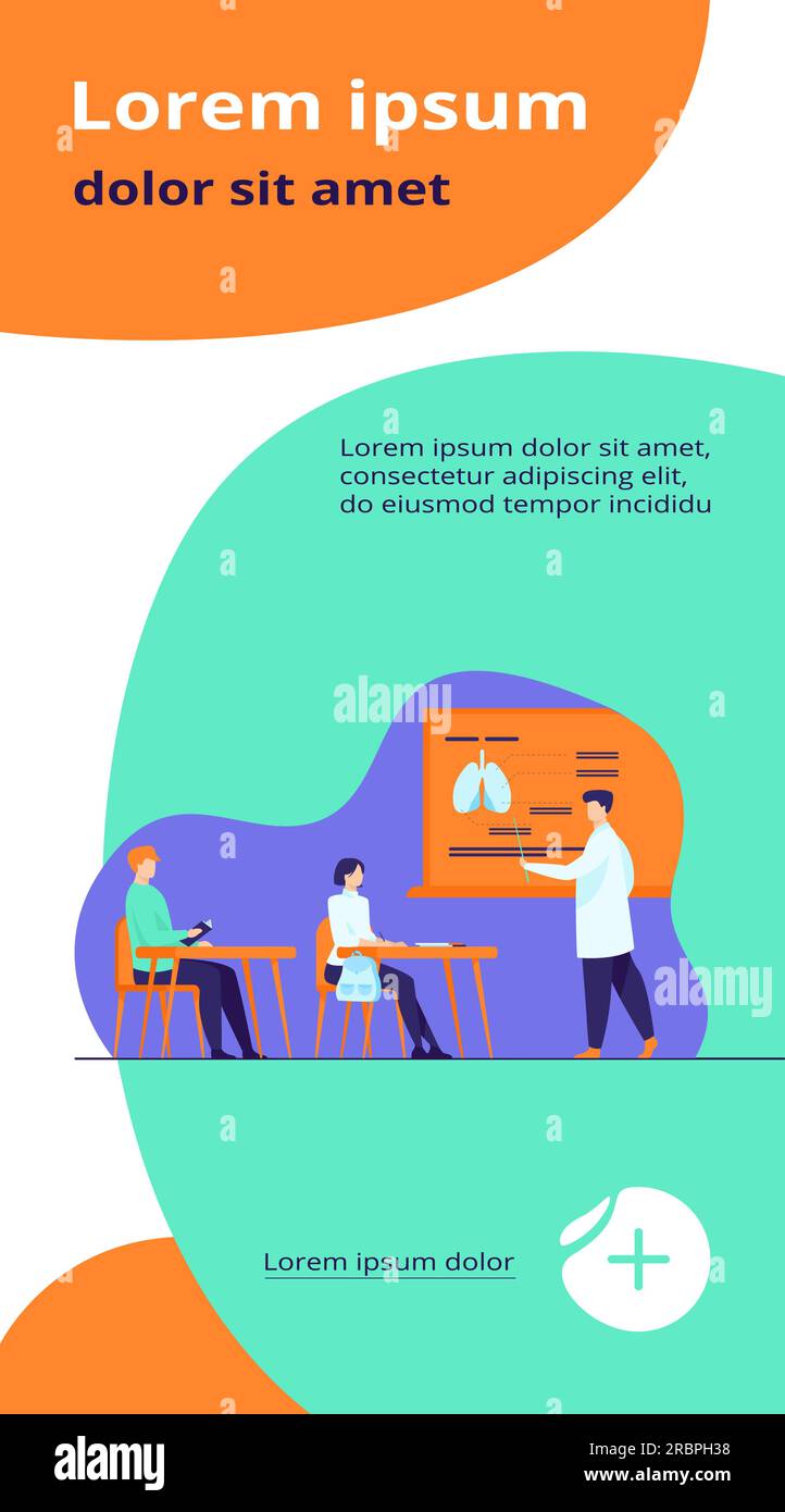 Medical professor presenting organ infographics to audience Stock ...