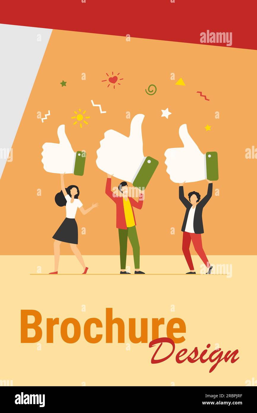 Tiny people holding thumbs up flat vector illustration Stock Vector ...