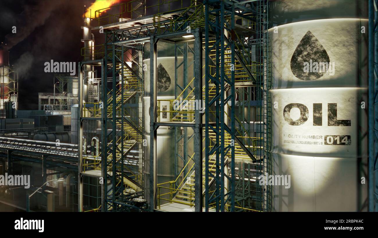 naphtha refinery plant or processing plant with storage tanks ...