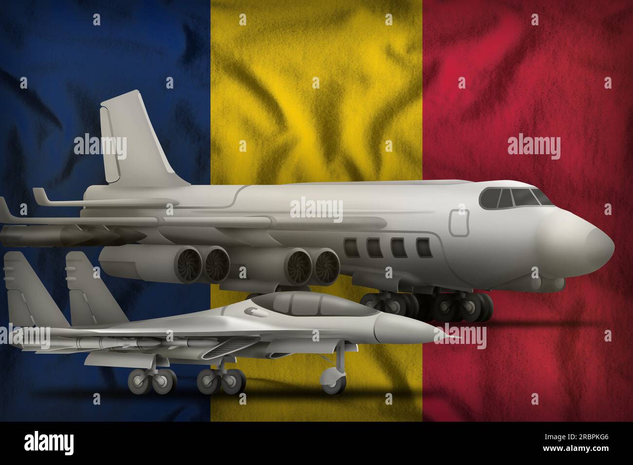 air forces on the Chad flag background. Chad air forces concept. 3d ...