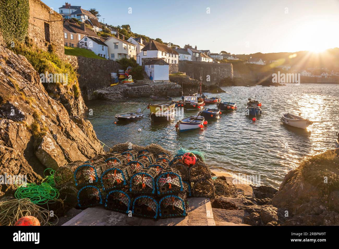 The little harbor at Coverack, Lizard Peninsula, Cornwall, England ...