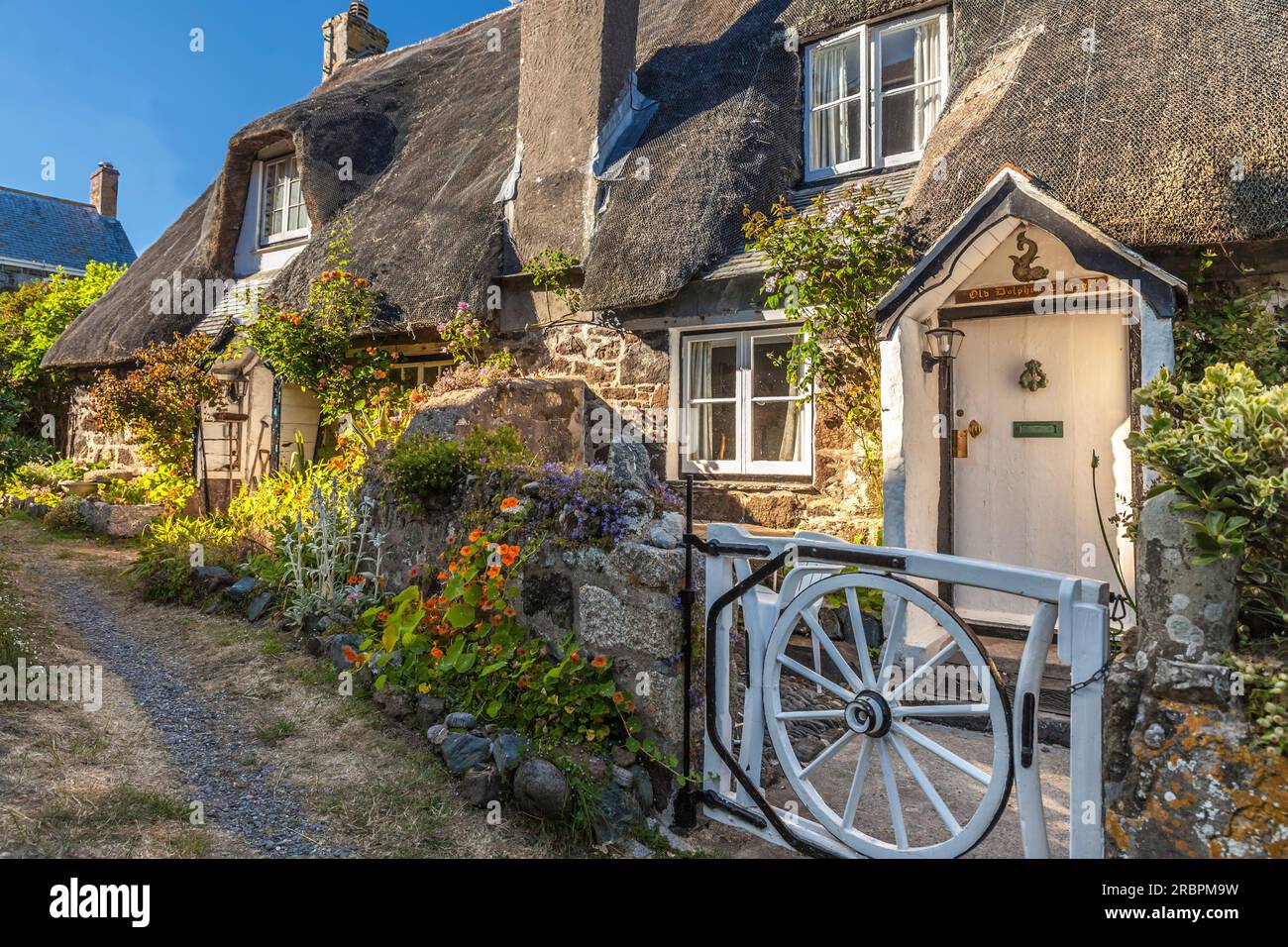 Old houses in the fishing village of Cagdwith, Lizard Peninsula ...
