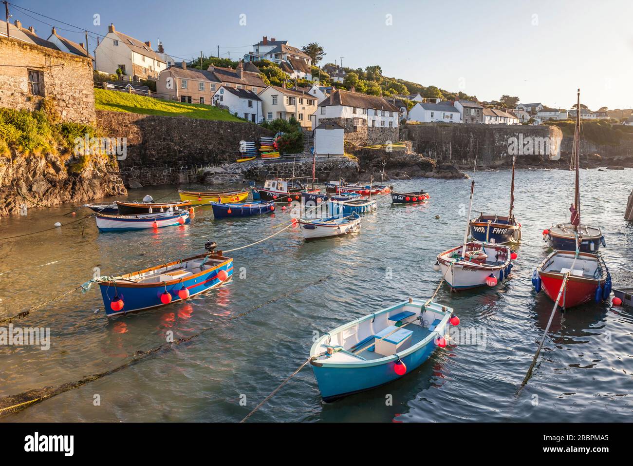 The little harbor at Coverack, Lizard Peninsula, Cornwall, England ...