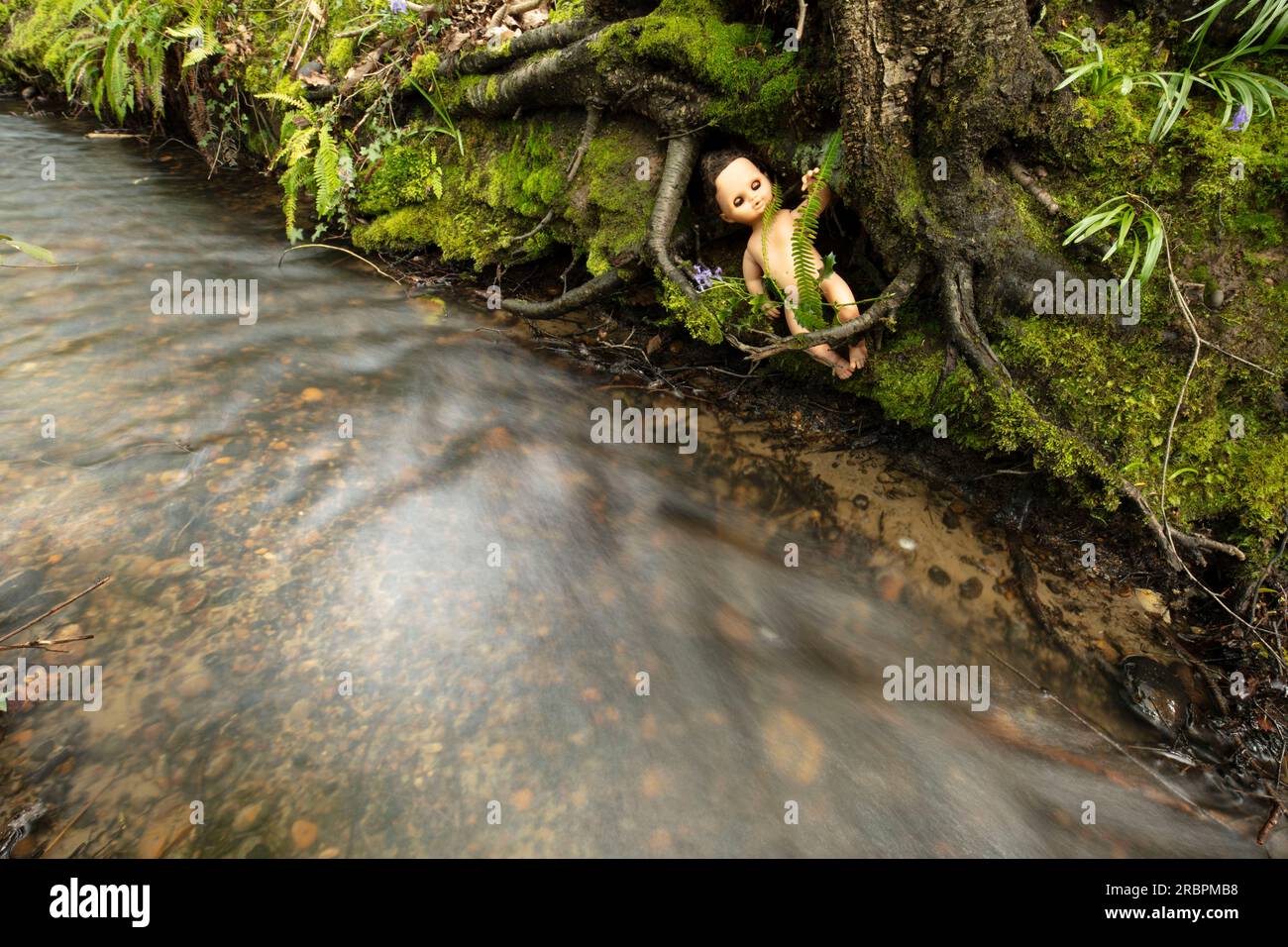 Nordic Noir doll series, moody still-life of female doll trapped in ...