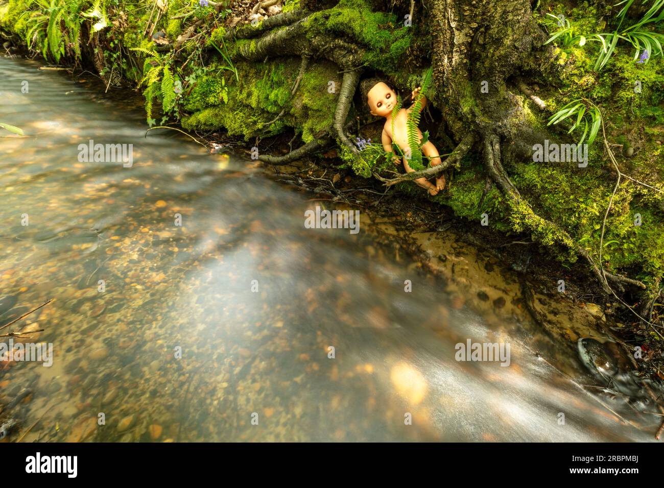 Nordic Noir doll series, moody still-life of female doll trapped in ...
