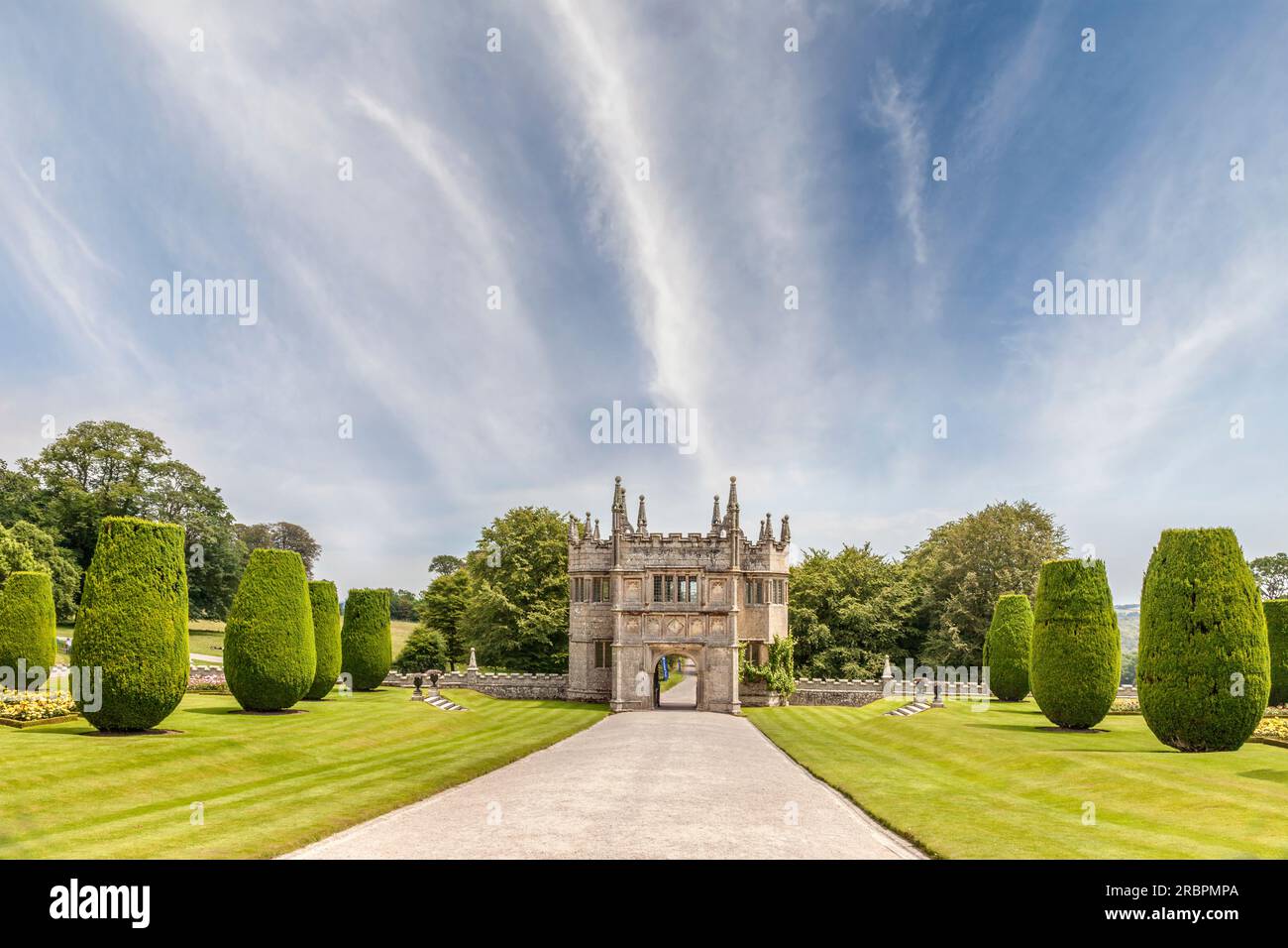 Entrance porch of Lanhydrock House at Bodmin, Cornwall, England Stock ...