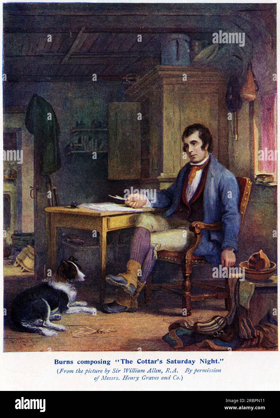Halftone of Robert Burns composing "The Cottar's Saturday Night Stock ...