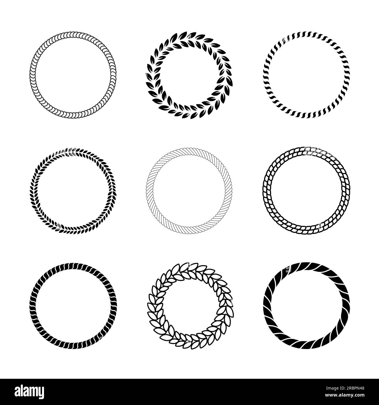 Different black round rope frames Stock Vector Image & Art - Alamy