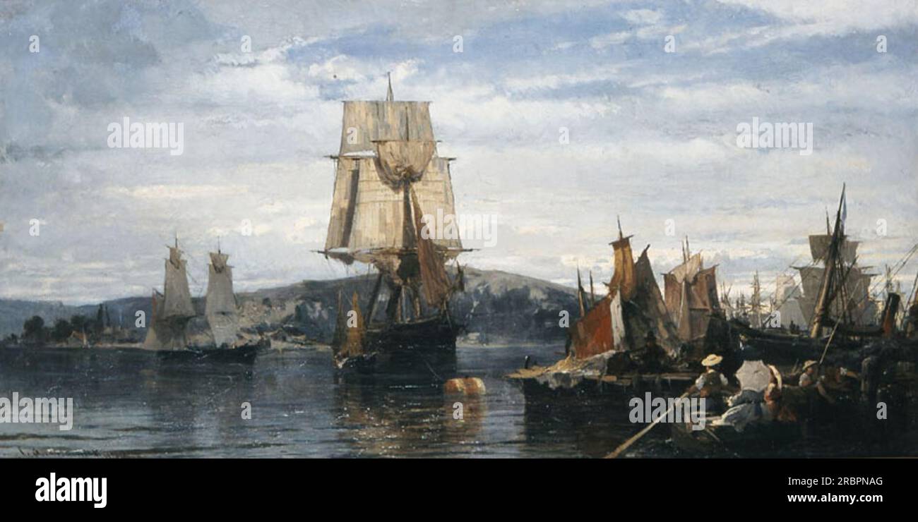 Outside the harbor 1872 by Konstantinos Volanakis Stock Photo - Alamy