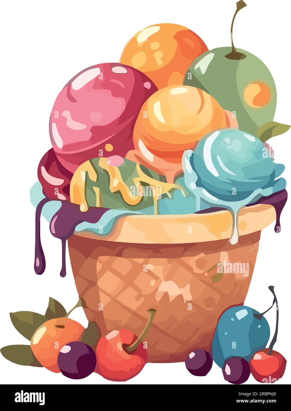 Vanilla ice cream and fruit berries Stock Vector Images - Alamy