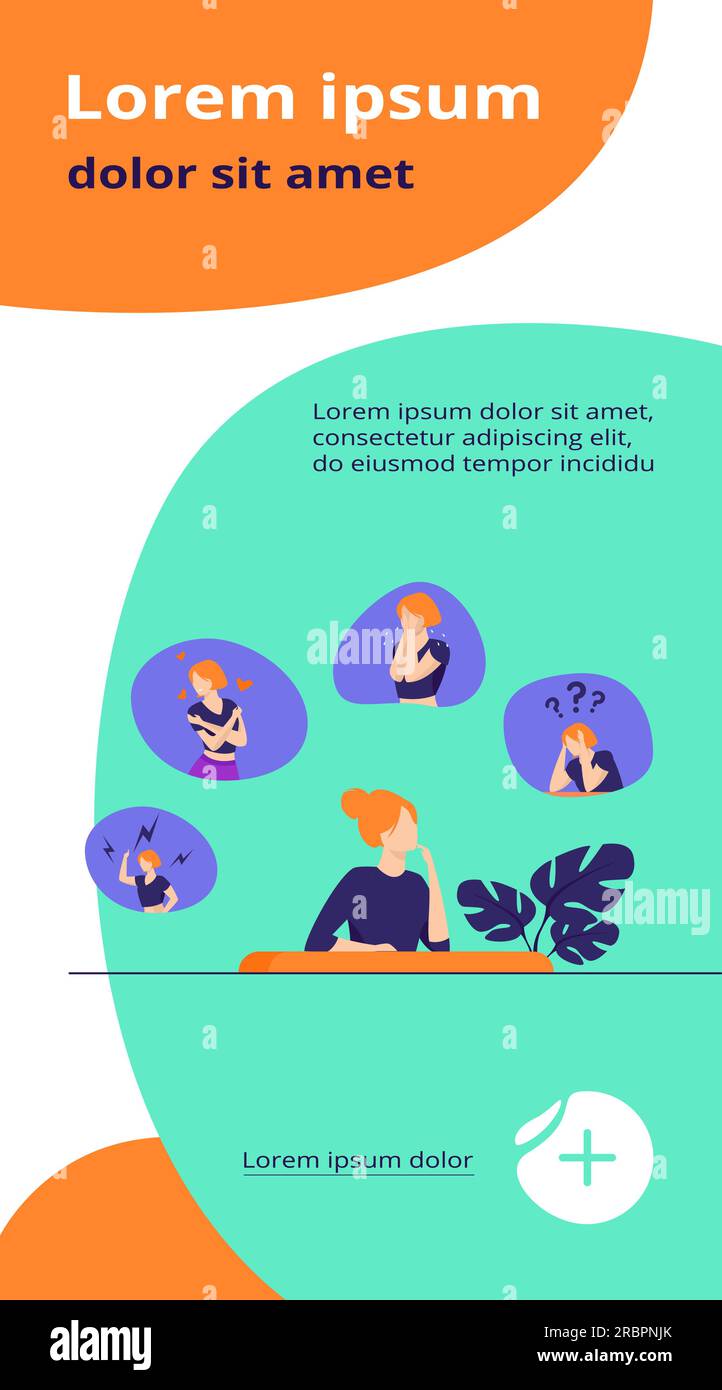 Woman expressing strong various feelings and emotions Stock Vector ...