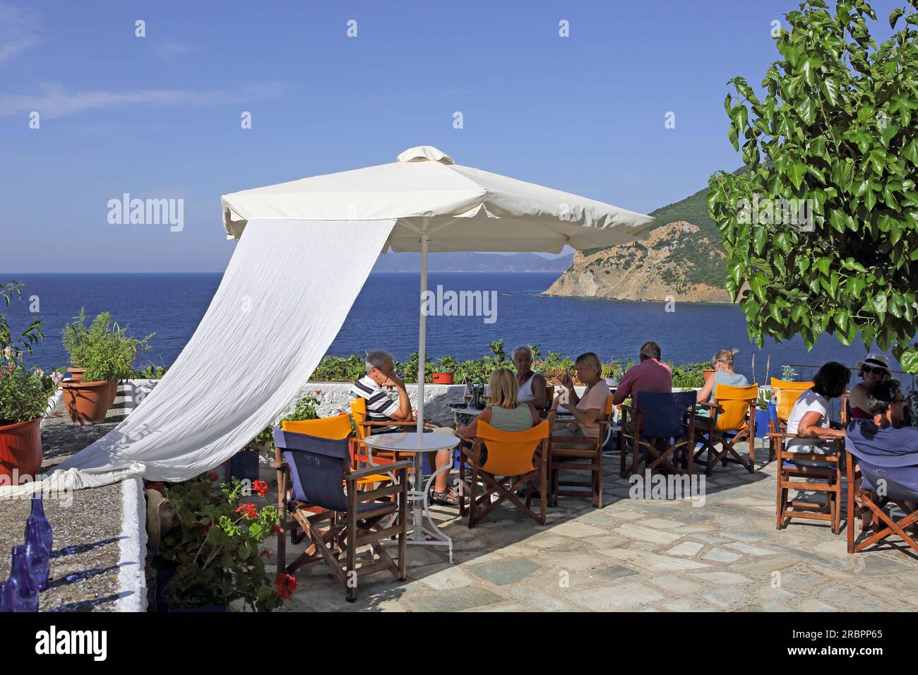 Terrace of Thalassa Cafe Bar, Skopelos Town, Skopelos Island, Northern ...