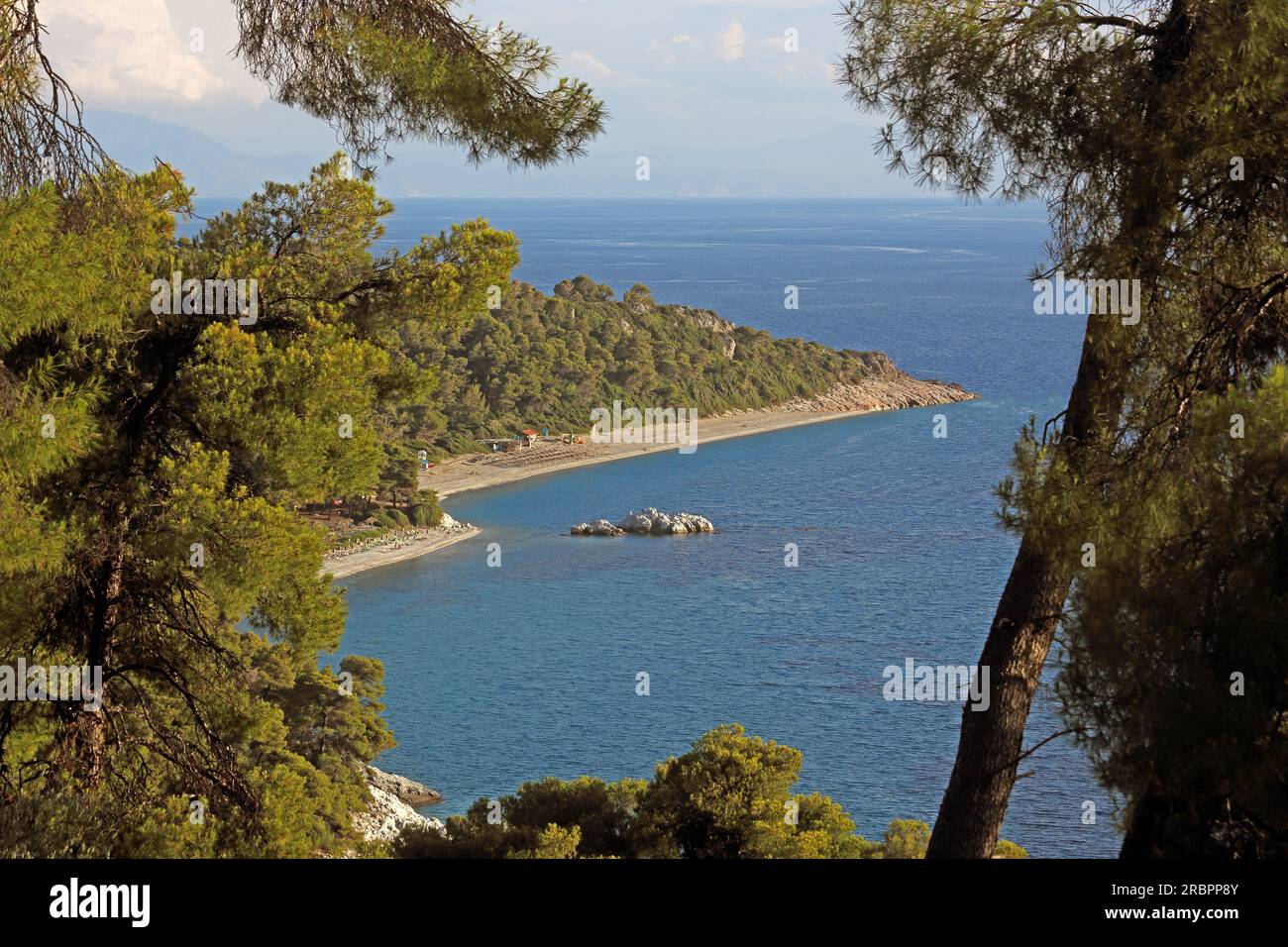 Milia beach on the south coast of Skopelos island, Northern Sporades ...