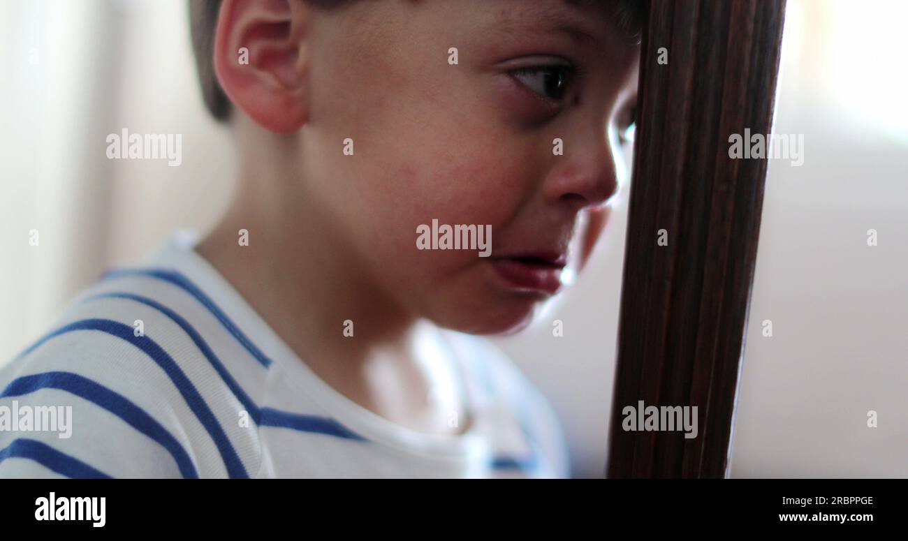 Child crying tearful kid wiping tears feeling upset grounded boy Stock ...