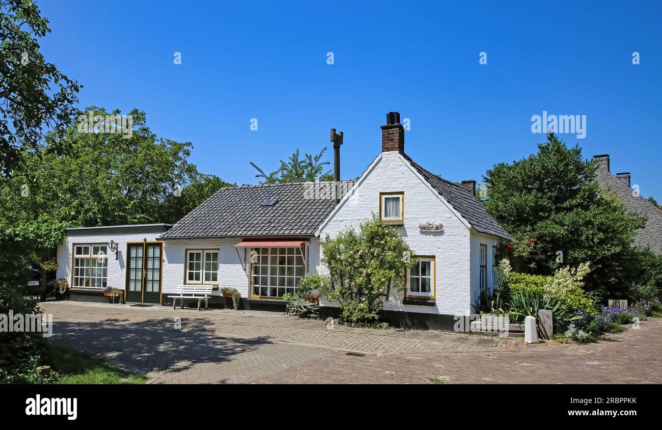 Berlicum, Netherlands - July 8. 2023: Typical traditional dutch white ...