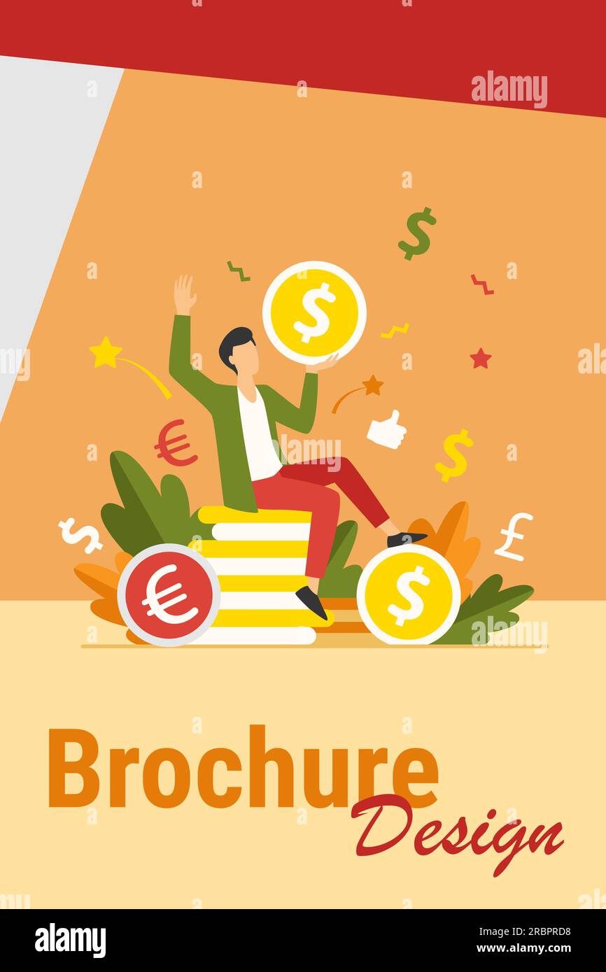 Happy businessman earning money flat vector illustration Stock Vector ...