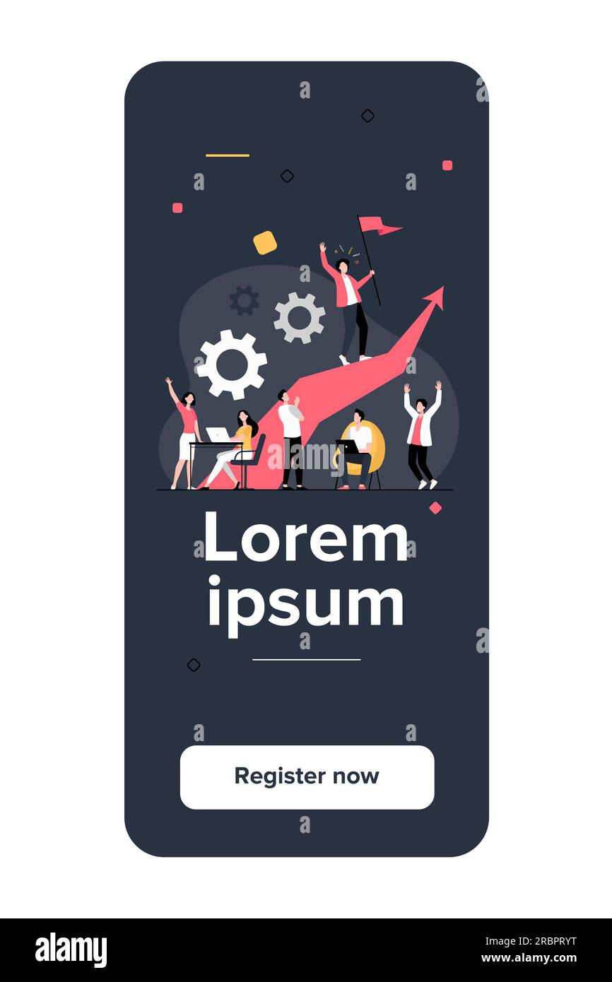 Business leader standing on arrow and holding flag Stock Vector Image ...