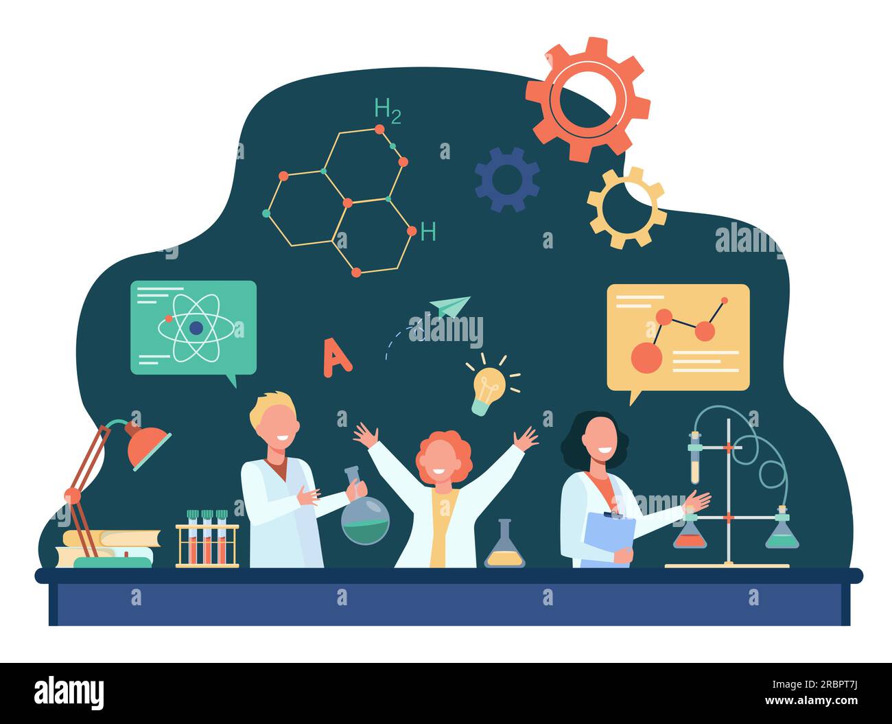 Cheerful kids learning in chemistry class Stock Vector Image & Art - Alamy