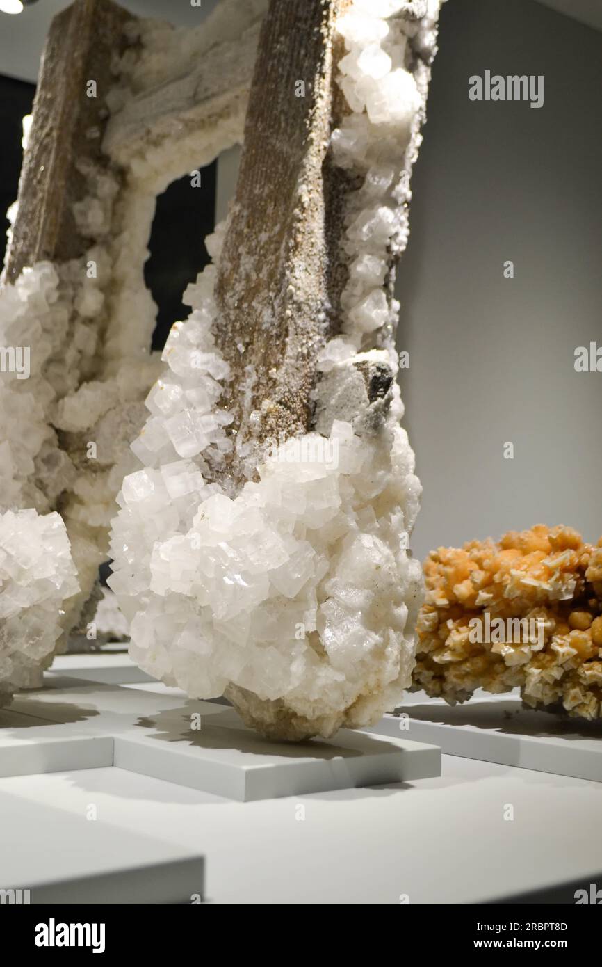 Salt crystals cluster. Salt crystals growth. Salt crystallization. Mine ...