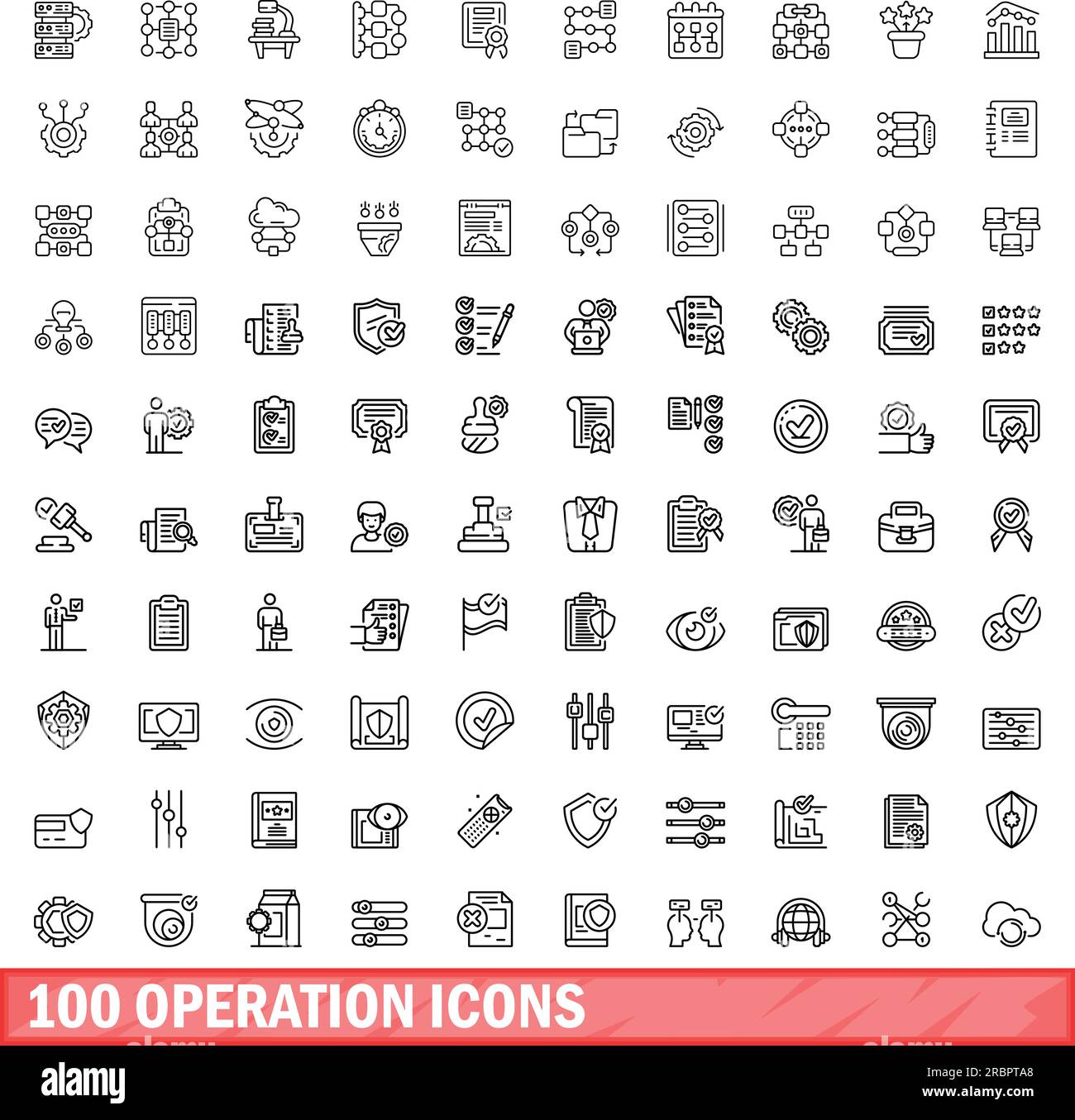 100 operation icons set. Outline illustration of 100 operation icons ...