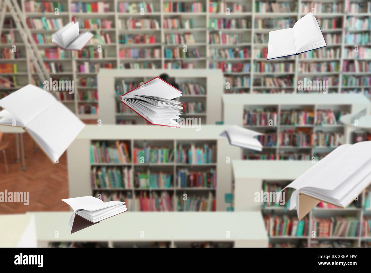 Flying books shelves hi-res stock photography and images - Alamy